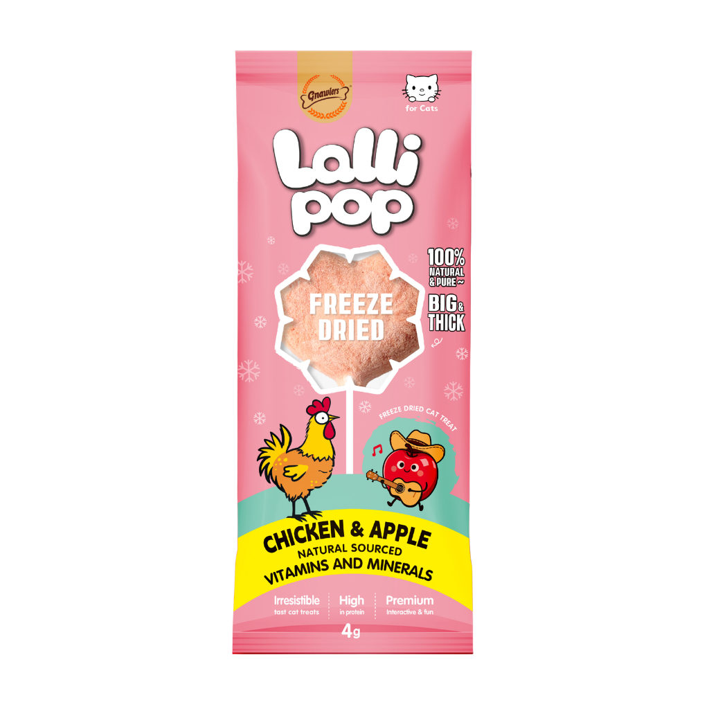Gnawlers Freeze Dried Lollipop Cat Treat -Chicken & Apple 4g x15pcs ...
